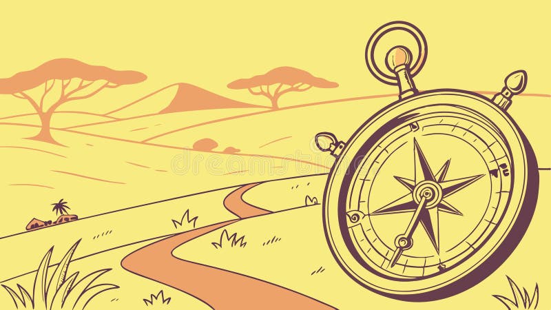 Desert Path Compass Navigation on an Ancient Trail, Vector Design ...
