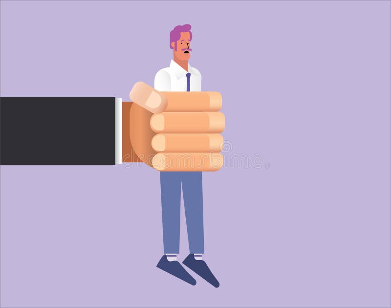 Flat Character of a Office Worker in a Giant Hand of a Boss Stock ...