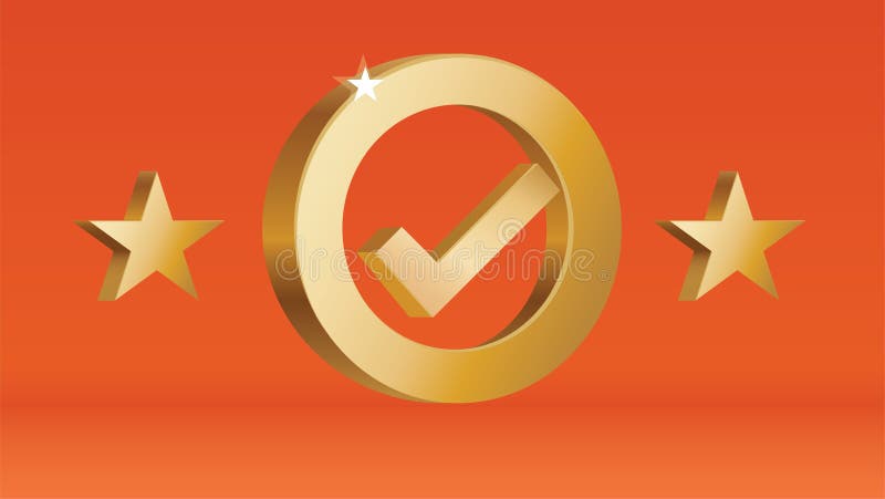 Golden Check Mark and Stars Stock Vector - Illustration of concept ...