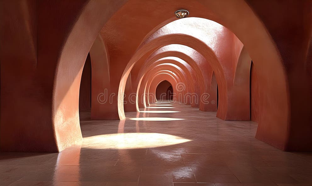 Archway Corridor Render stock illustration. Illustration of museum ...