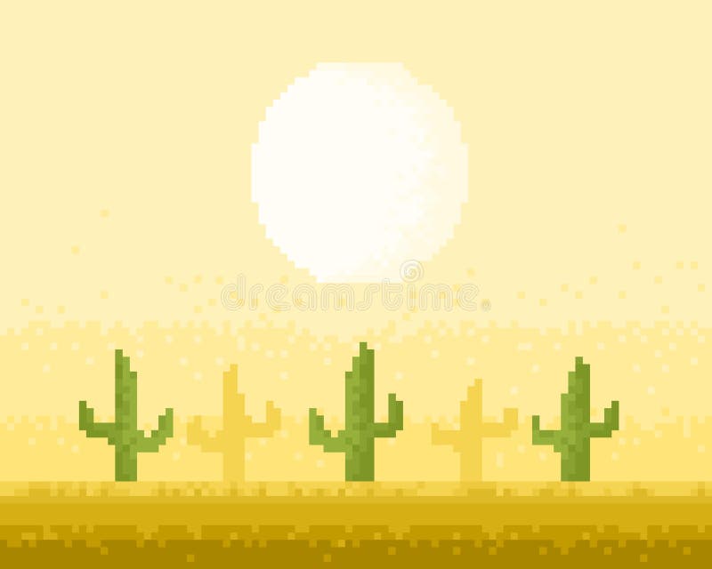 Pixel Art Desert Vector Illustration Stock Vector - Illustration of ...