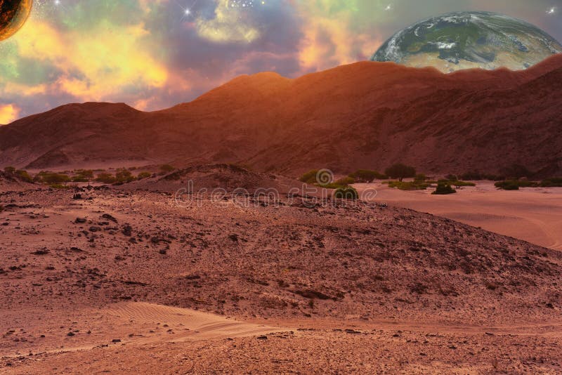 Desert Planet Landscape in Science Fiction Still As Composing Stock ...