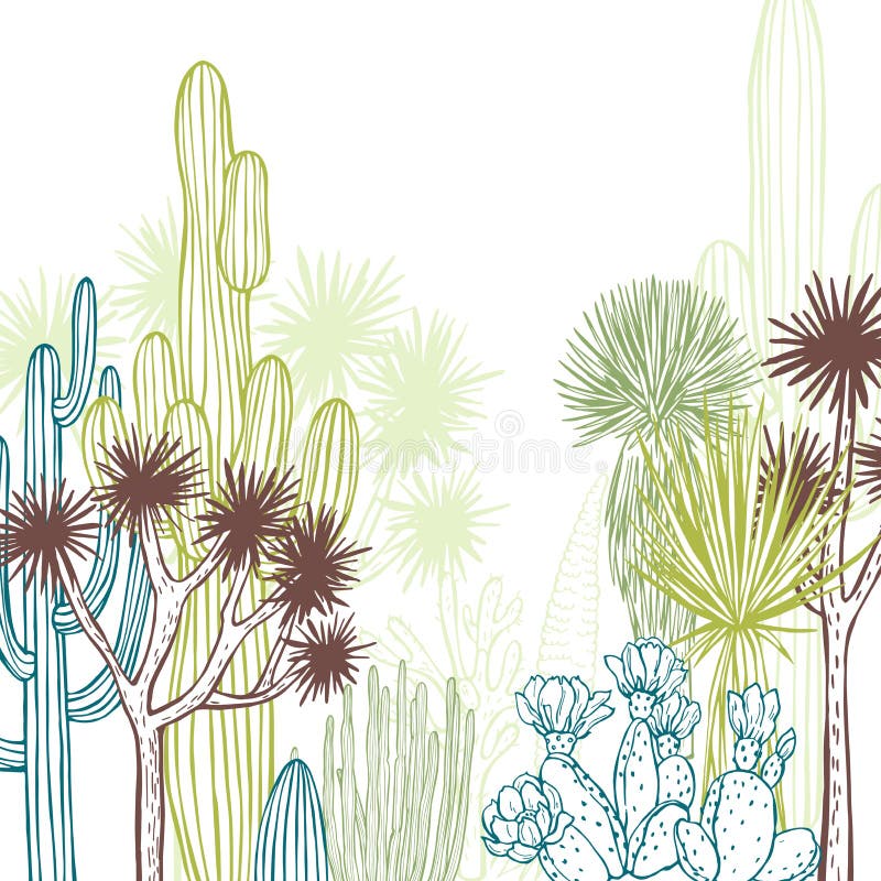 Desert Plants, Cacti. Vector Seamless Pattern Stock Vector ...