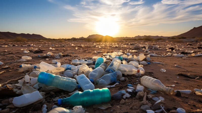 Desert Plastic Pollution Environment Stock Illustration - Illustration ...