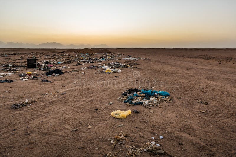 Desert Pollution with Different Garbage Stock Image - Image of landfill ...