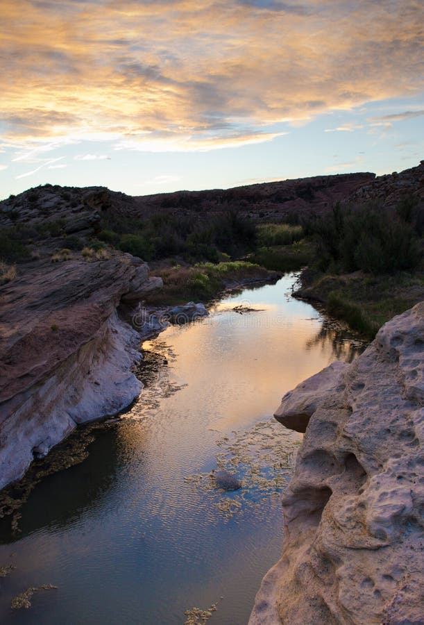 Desert pond stock image. Image of southwestern, sunset - 25843719