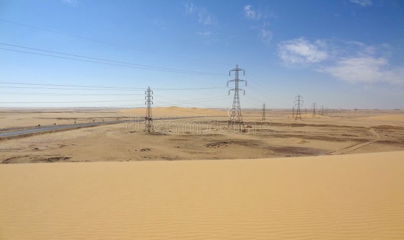 Desert with power poles stock image. Image of mountain - 35133919