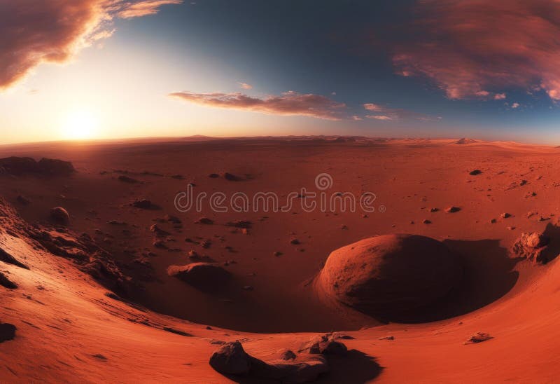 Desert Projection Climate Spherical Mars Equirectangular Texture Sunset ...