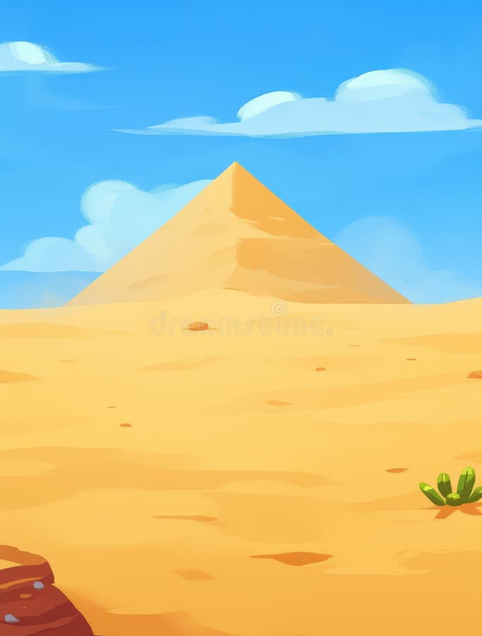 Desert Pyramid Under Blue Sky Stock Illustration - Illustration of ...