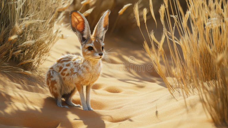 Desert Rabbit in Golden Sunlight Stock Illustration - Illustration of ...