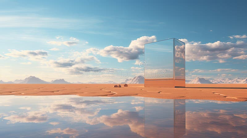 Desert Reflections, Digital Art Illustration, Generative AI Stock ...
