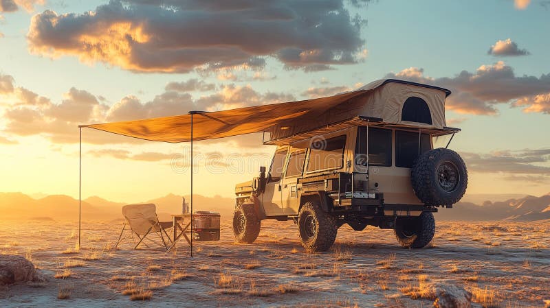 Desert Rig with Awning, Wind and Sand . Stock Photo - Image of ...