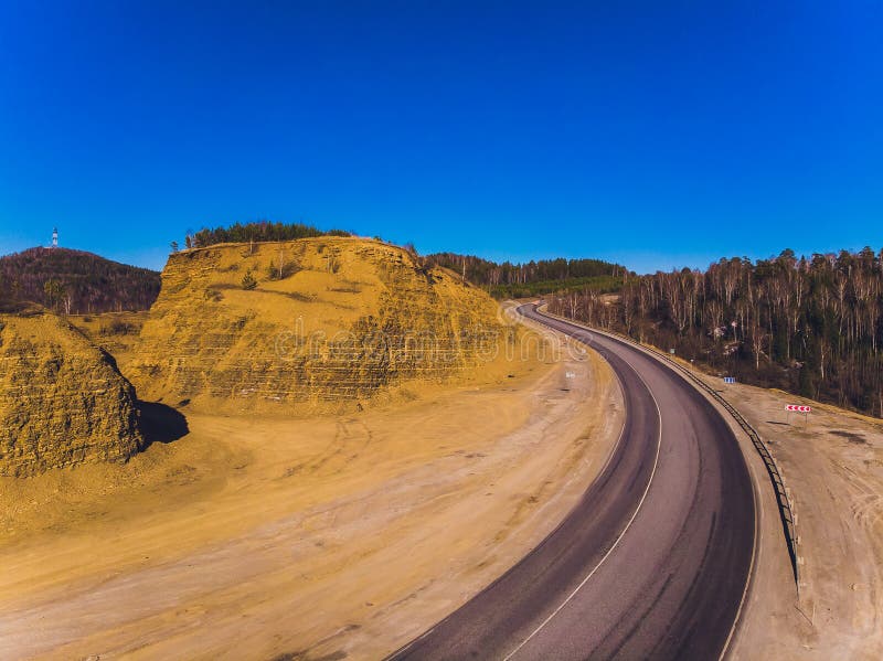 Desert Road - Aerial Image Of Traffic Going Up And Down A Serpentine ...