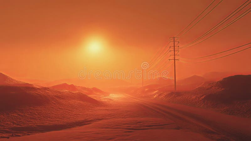 Desert Road, Heat Waves, Realistic, Cinematic Light. Stock Image ...