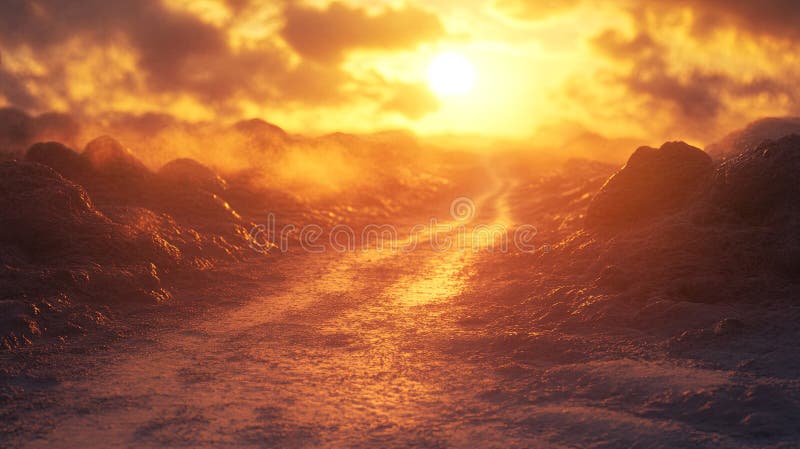 Desert Road, Heat Waves, Realistic, Cinematic Light. Stock Image ...