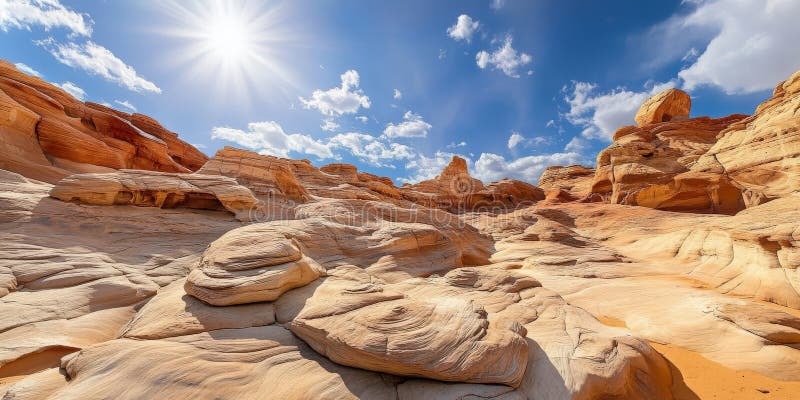 Desert Rock Background with Sun-bleached, Cracked, and Eroded Sandstone ...