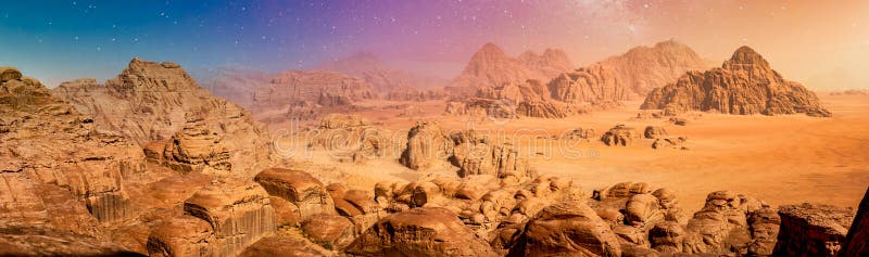 Desert and Rocks on Extraterrestrial or Alien Planet in the Universe ...