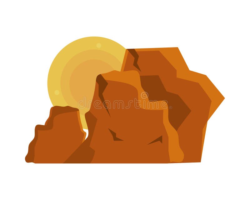 Desert, Rocks and Cactus Under the Scorching Sun - Vector Cartoon ...