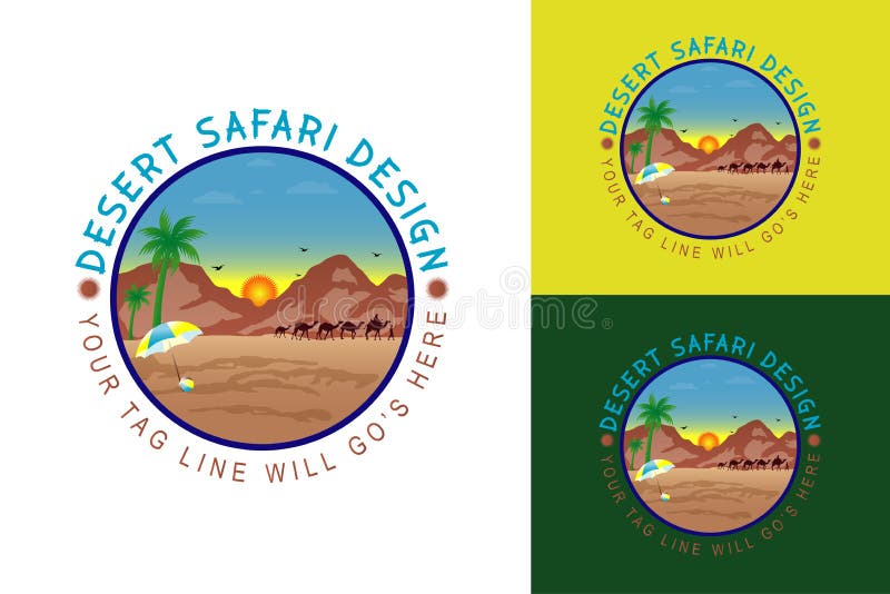 Desert Safari Vector Icon Logo Stock Vector - Illustration of emblem ...