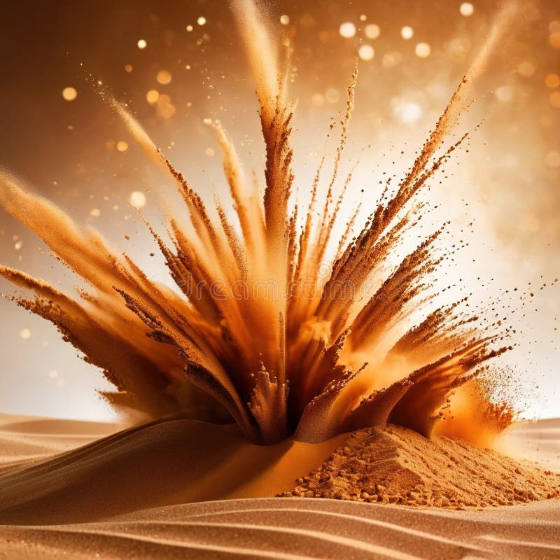 Desert Sand Dunes Exploding in Burst of Dust Stock Illustration ...
