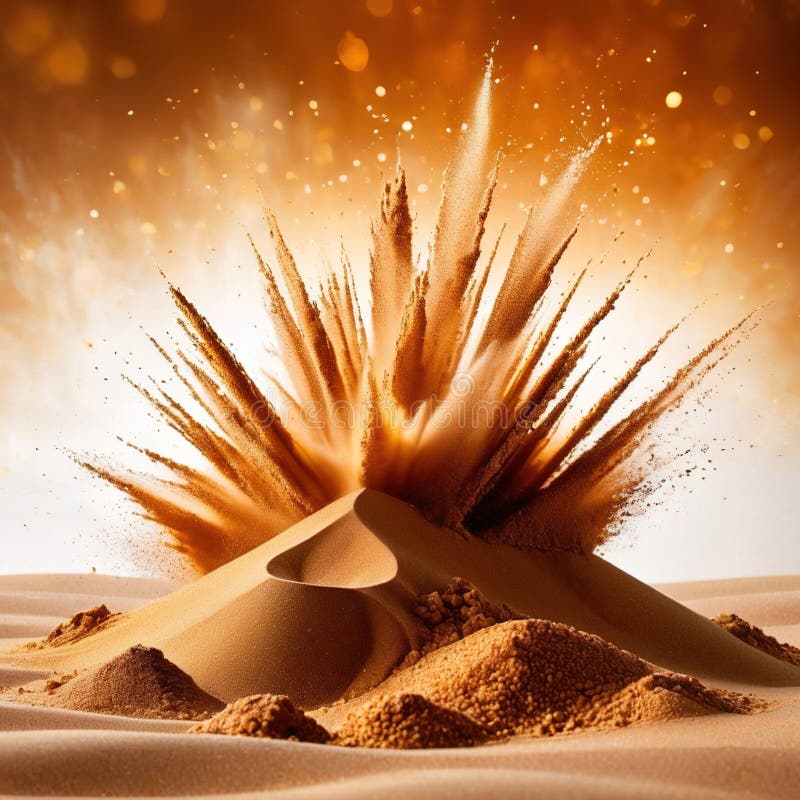 Desert Sand Dunes Exploding in Burst of Dust Stock Illustration ...