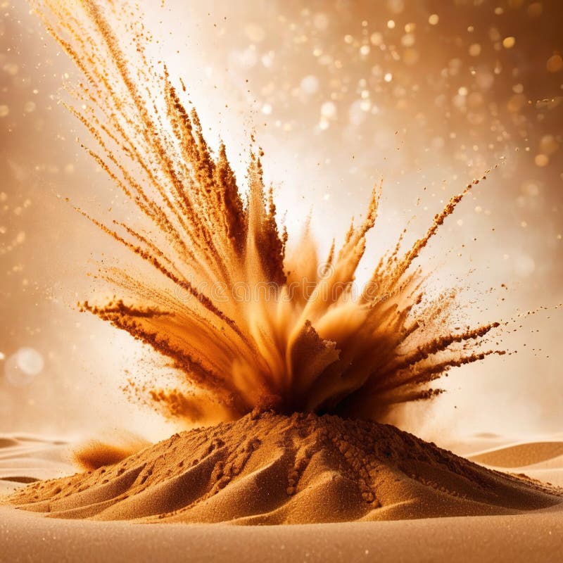 Desert Sand Dunes Exploding in Burst of Dust Stock Illustration ...