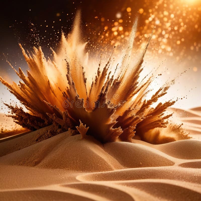 Desert Sand Dunes Exploding in Burst of Dust Stock Illustration ...