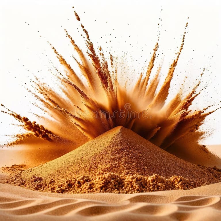 Desert Sand Dunes Exploding in Burst of Dust Stock Illustration ...