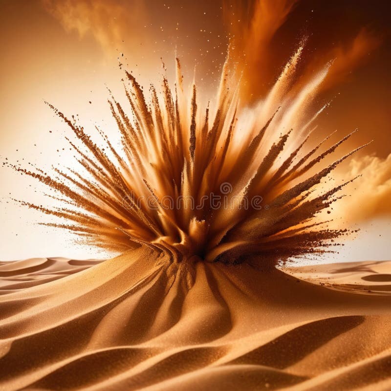 Desert Sand Dunes Exploding in Burst of Dust Stock Illustration ...