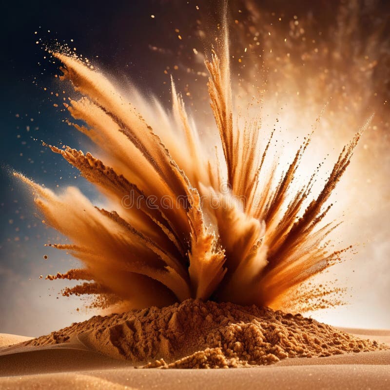 Desert Sand Dunes Exploding in Burst of Dust Stock Illustration ...