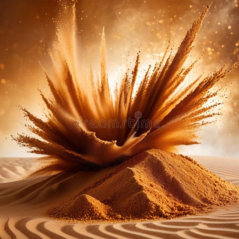 Desert Sand Dunes Exploding in Burst of Dust Stock Illustration ...