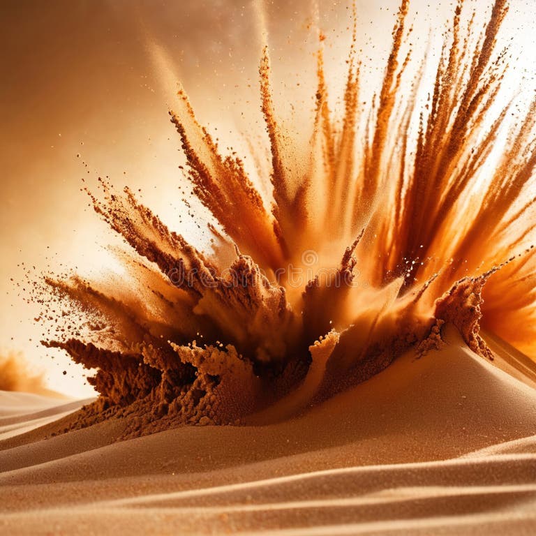 Desert Sand Dunes Exploding in Burst of Dust Stock Illustration ...