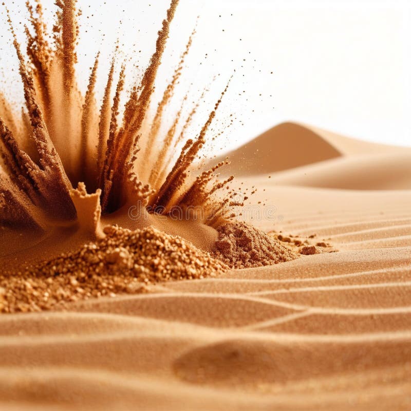 Desert Sand Dunes Exploding in Burst of Dust Stock Illustration ...