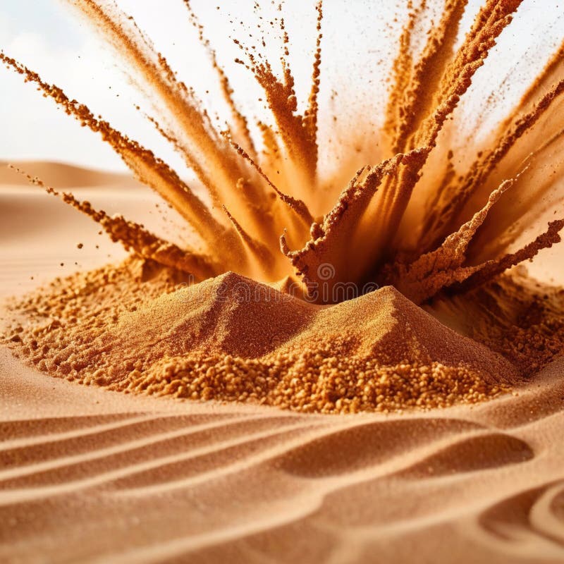 Desert Sand Dunes Exploding in Burst of Dust Stock Illustration ...