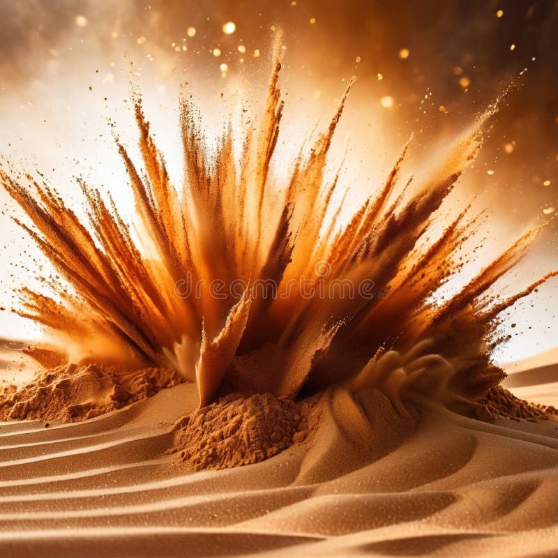 Desert Sand Dunes Exploding in Burst of Dust Stock Illustration ...