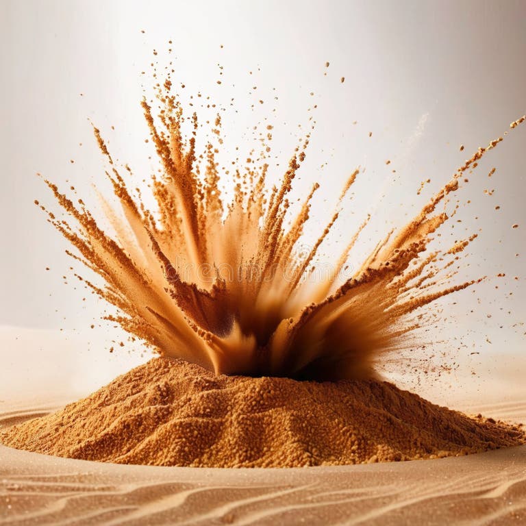 Desert Sand Dunes Exploding in Burst of Dust Stock Illustration ...