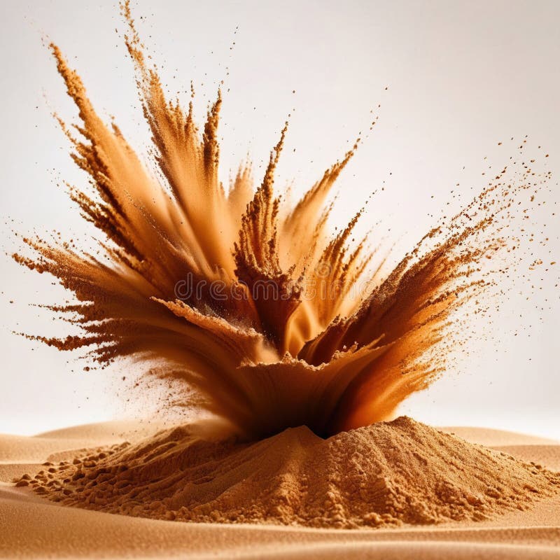 Desert Sand Dunes Exploding in Burst of Dust Stock Illustration ...