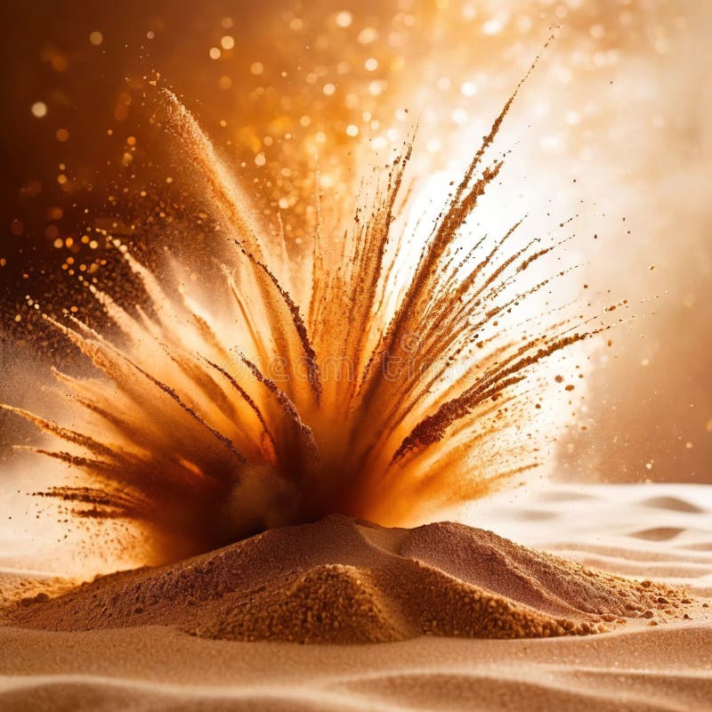 Desert Sand Dunes Exploding in Burst of Dust Stock Illustration - Illustration of dynamic ...