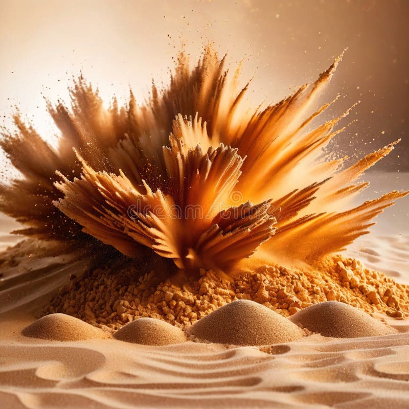 Desert Sand Dunes Exploding in Burst of Dust Stock Illustration ...