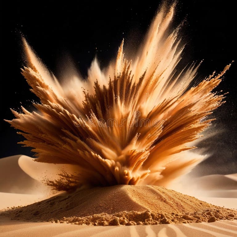 Desert Sand Dunes Exploding in Burst of Dust Stock Illustration ...
