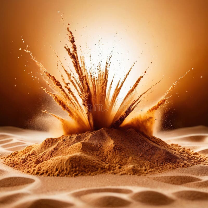 Desert Sand Dunes Exploding in Burst of Dust Stock Illustration ...