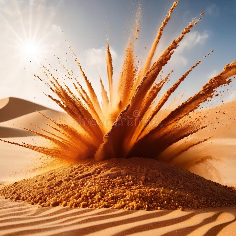 Desert Sand Dunes Exploding in Burst of Dust Stock Illustration ...