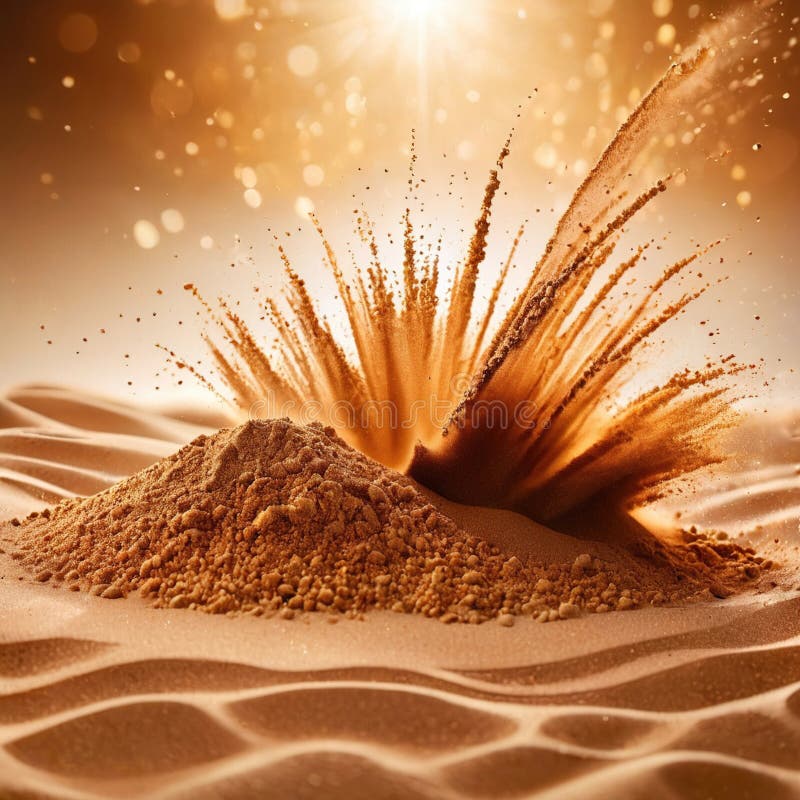 Desert Sand Dunes Exploding in Burst of Dust Stock Illustration ...