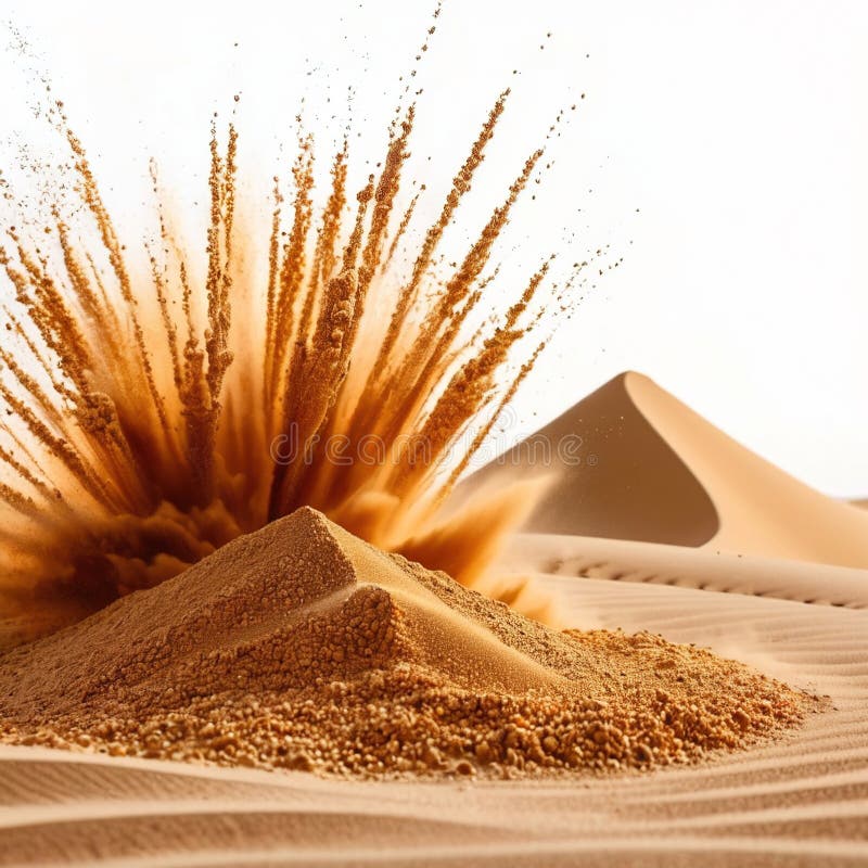 Desert Sand Dunes Exploding in Burst of Dust Stock Illustration ...