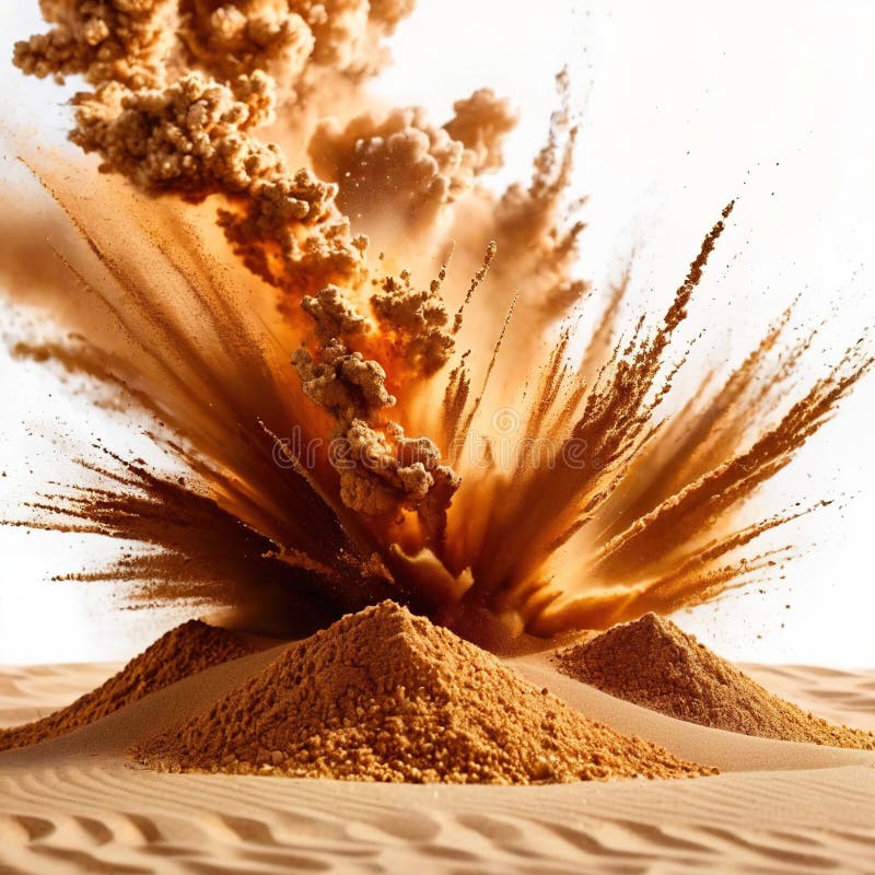 Desert Sand Dunes Exploding in Burst of Dust Stock Illustration ...