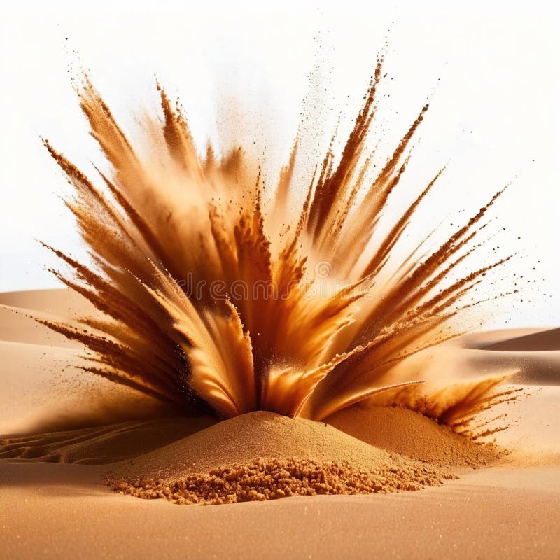 Desert Sand Dunes Exploding in Burst of Dust Stock Illustration ...