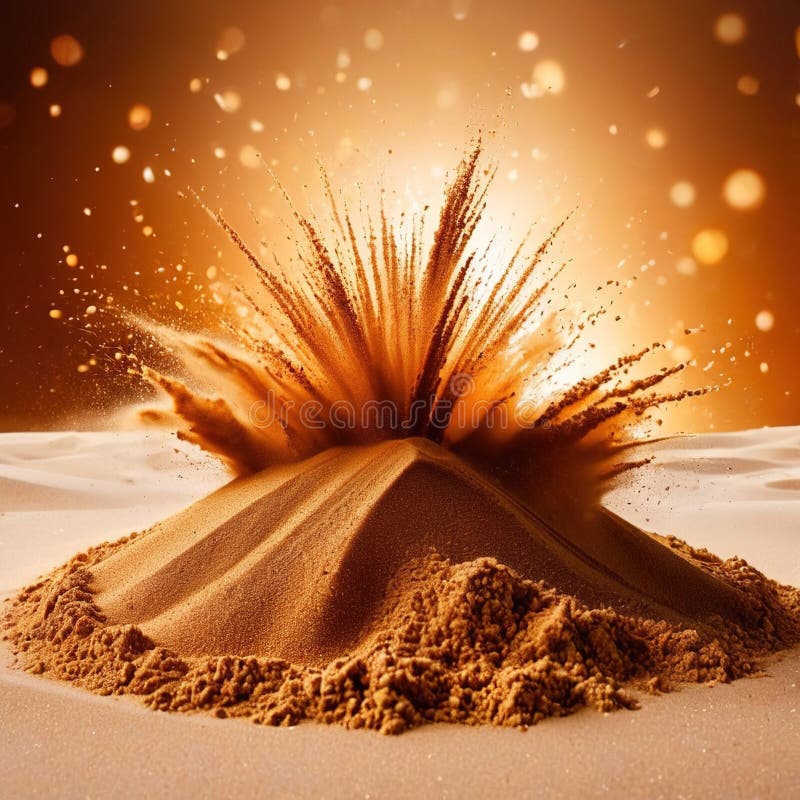 Desert Sand Dunes Exploding in Burst of Dust Stock Illustration ...