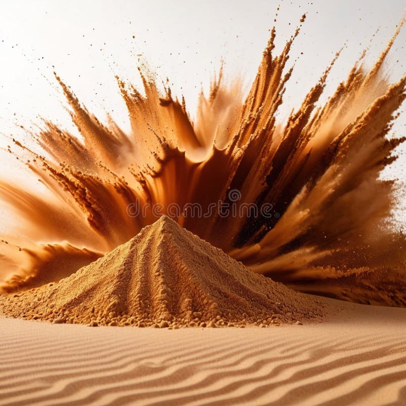 Desert Sand Dunes Exploding in Burst of Dust Stock Illustration ...