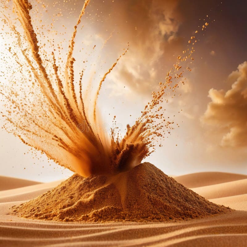 Desert Sand Dunes Exploding in Burst of Dust Stock Illustration ...