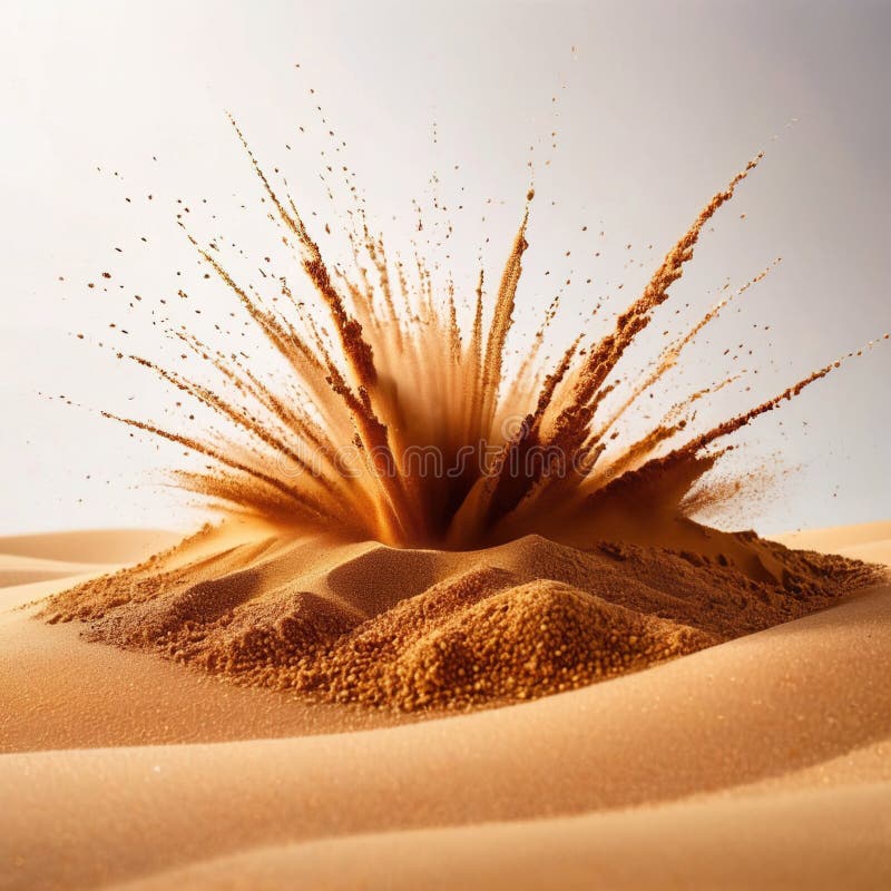 Desert Sand Dunes Exploding in Burst of Dust Stock Illustration ...